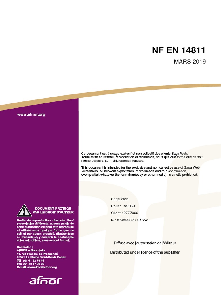 NF EN 14811 Special Purpose Rail - Grooved Rail & Associated ...