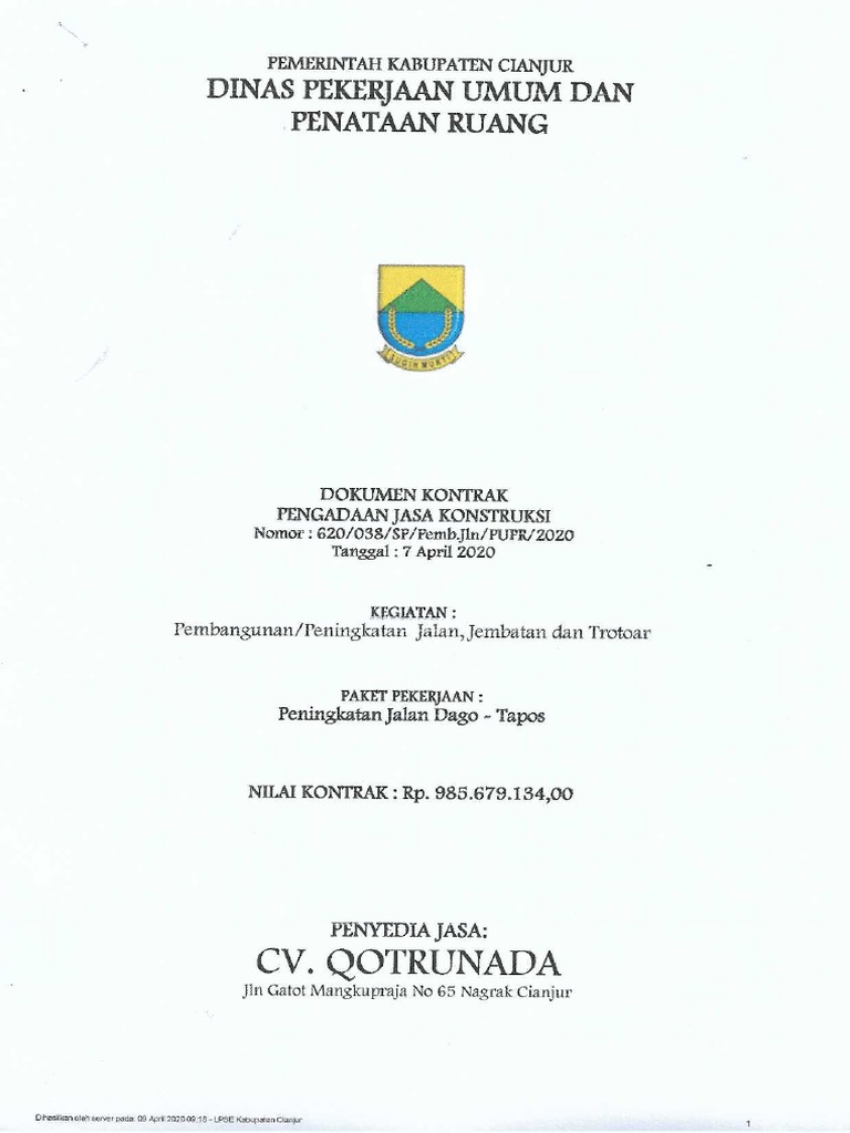 SPK Cv. Qotrunada Dago - Tapos | PDF