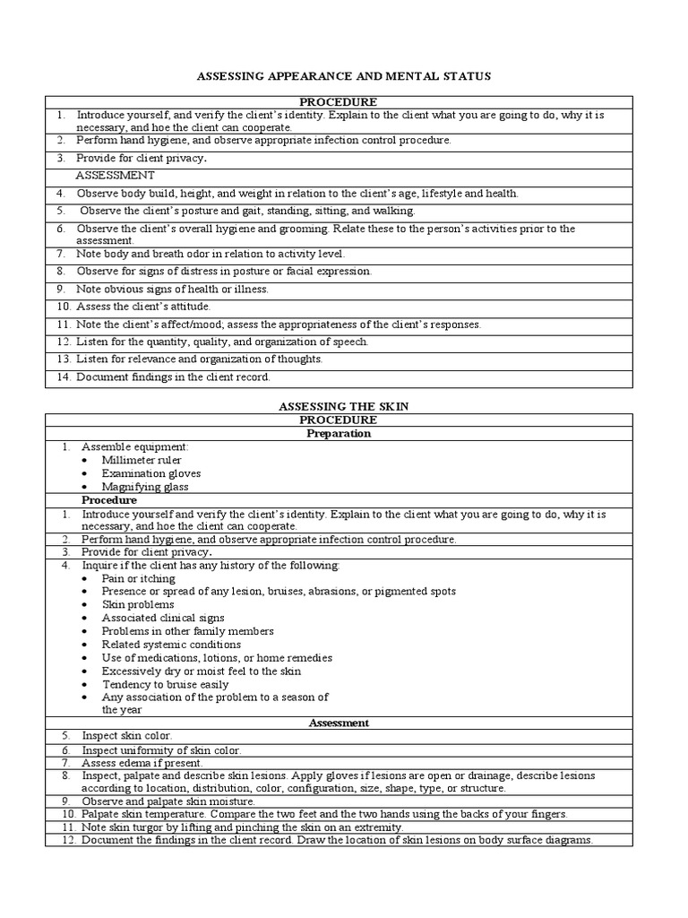 Health Assessment Checklist Week1 and 2 | PDF | Human Nose | Nail (Anatomy)