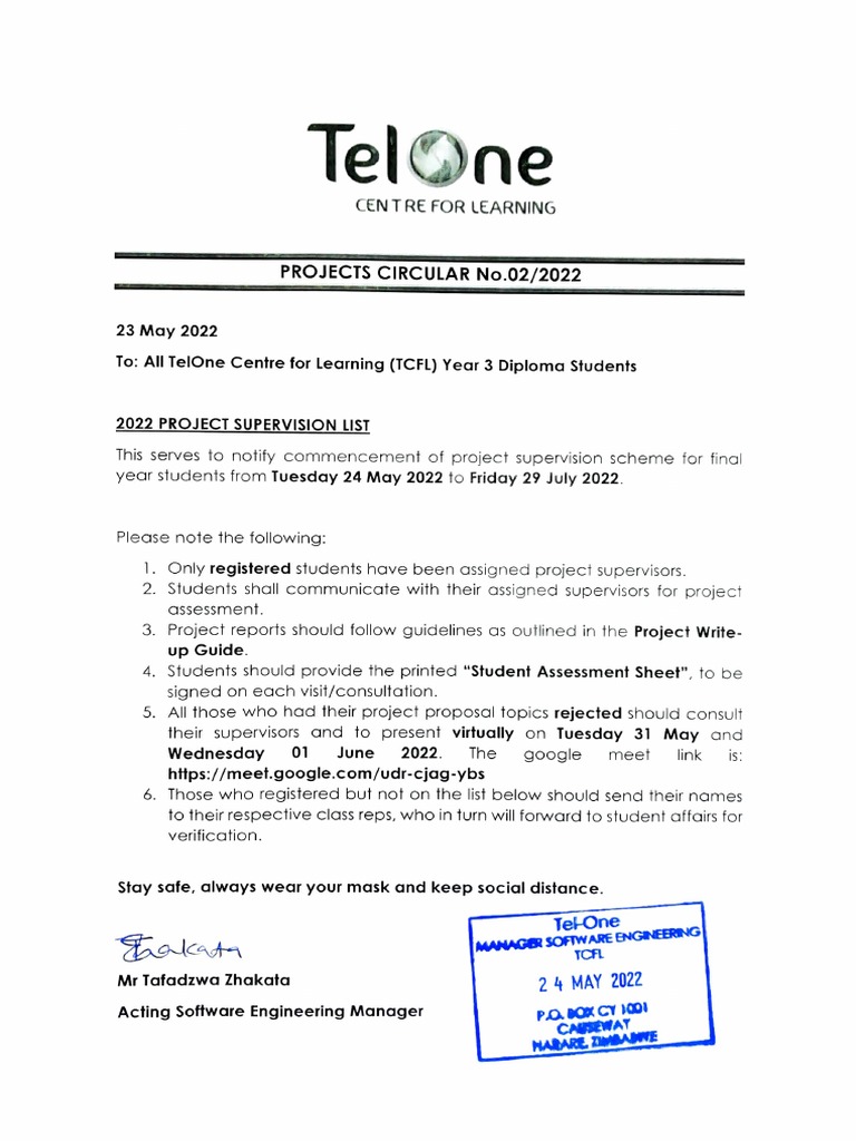 2022 Projects Supervision List Circular | PDF | Typefaces | Times New Roman