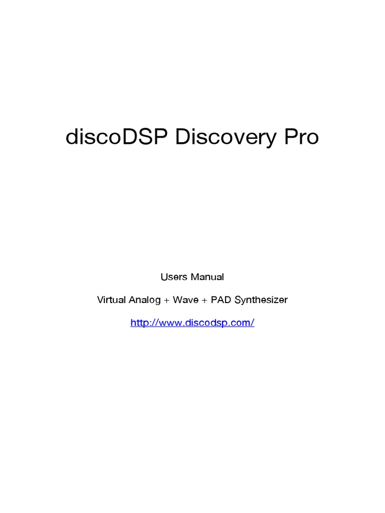 Discovery Pro Users Manual | PDF | Synthesizer | Low Pass Filter