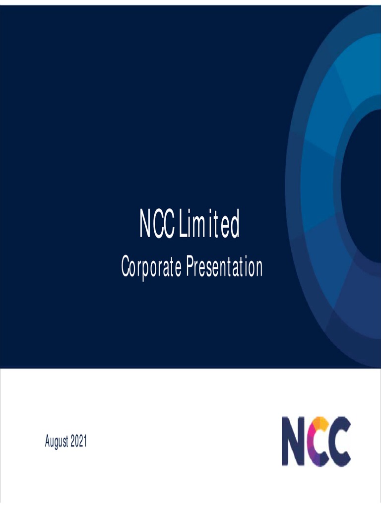 NCC - Investor Presentation - Q1FY22 | PDF | Economies