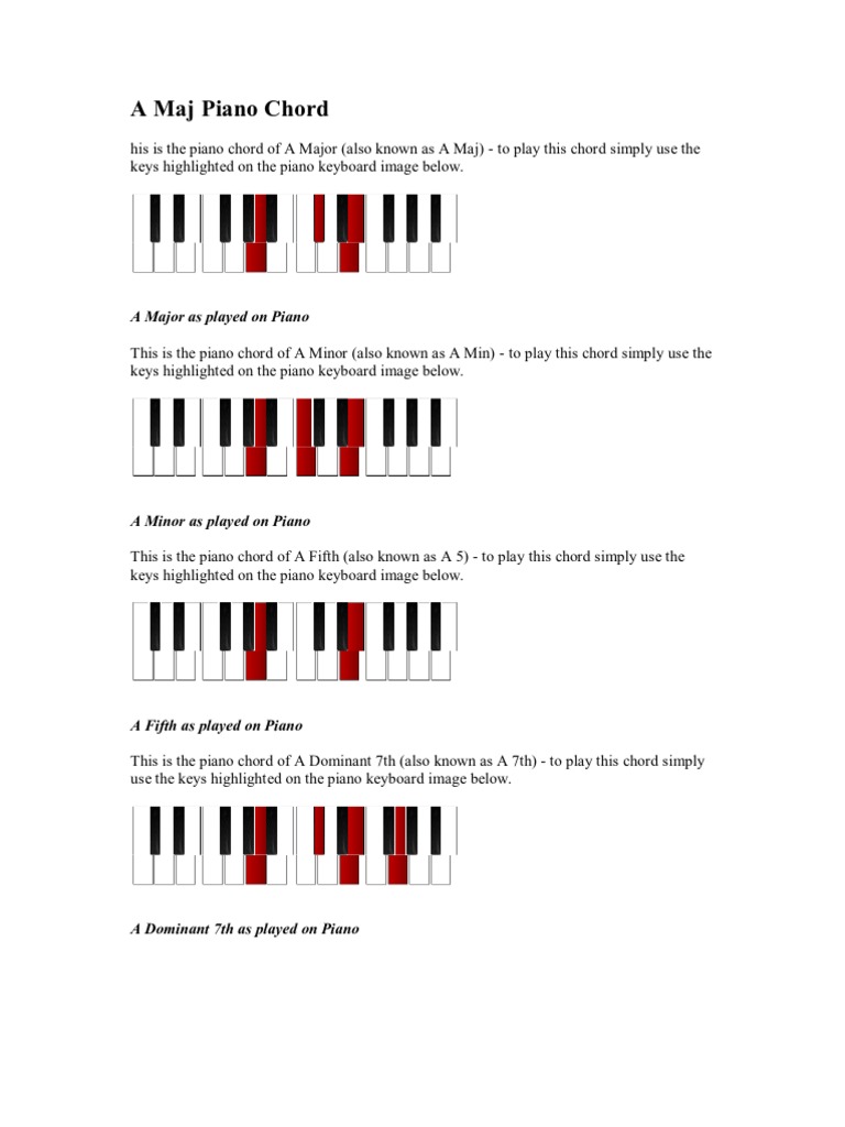A Maj Piano Chord | PDF | Chord (Music) | Harmony
