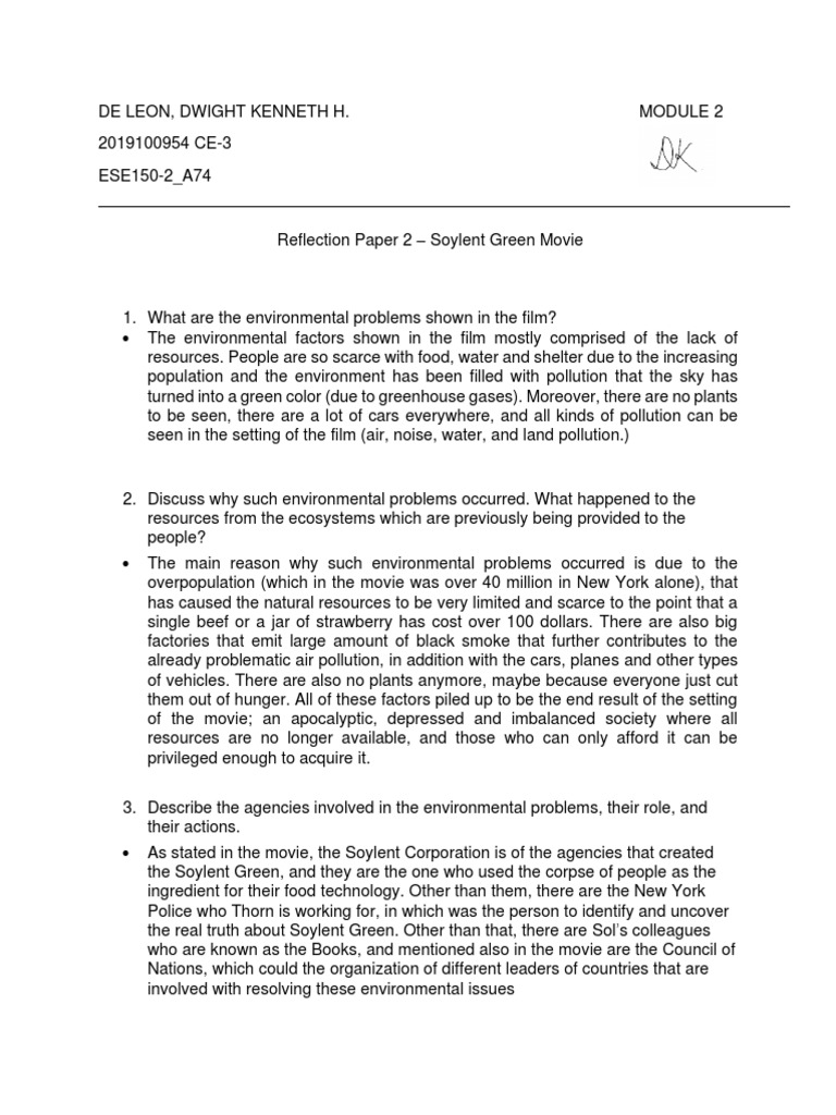 DE LEON-DWIGHT-ESE150-2-A74 - Reflection Paper 2 | PDF | Pollution ...