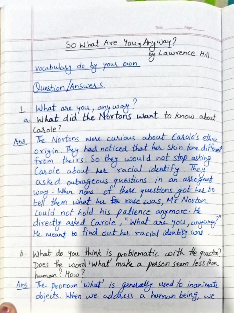 CH 3 So What Are You, Anyway - Q - Ans | PDF