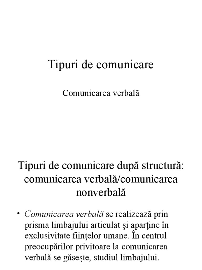 Curs 3 - Tipuri de Comunicare Dupa Structura Verbala-Nonverbala | PDF
