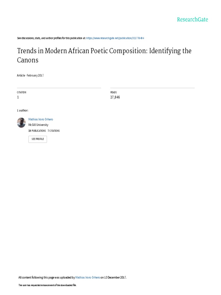 Trends in Modern African Poetic Composition: Identifying The Canons ...
