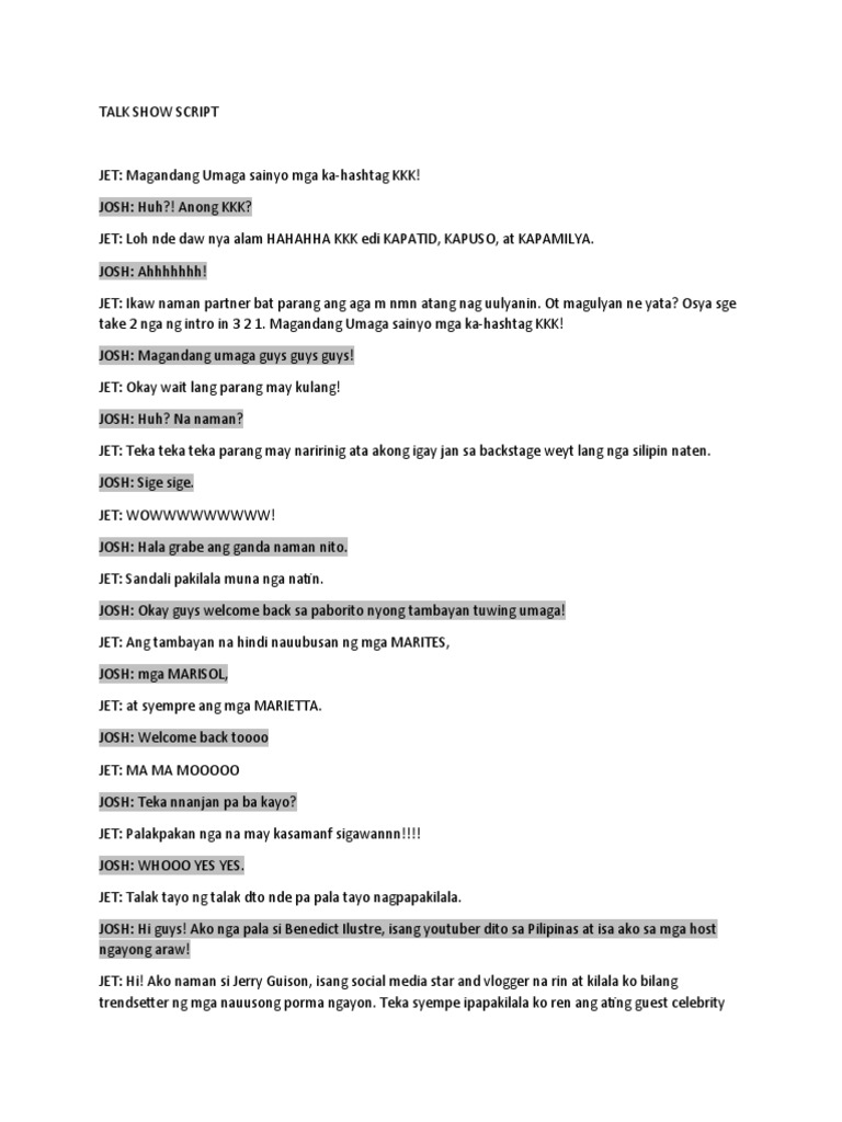 Script Talk Show | PDF