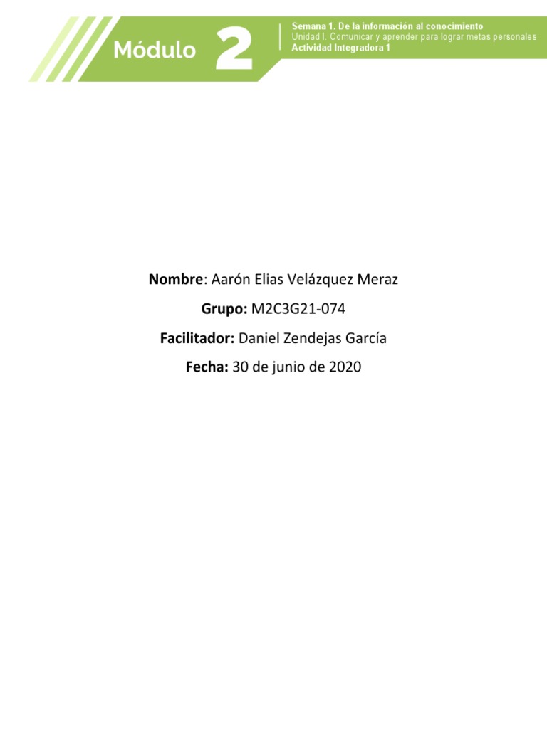Modulo 2 Actividad Integradora 1 | PDF | Información | Conocimiento