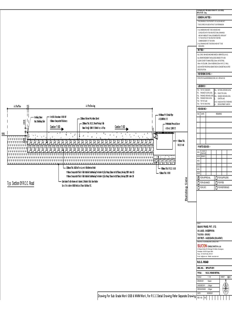 General notes and specifications for a reinforced concrete road paving ...