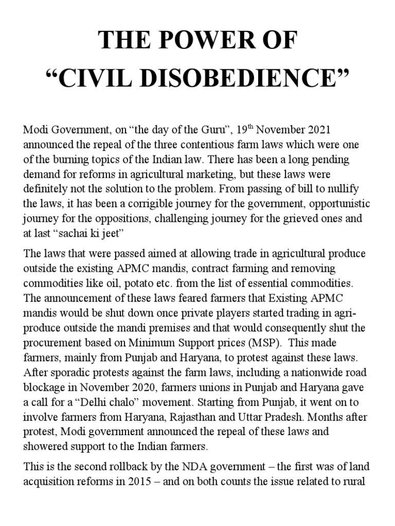 The Power of Civil Disobedience | Download Free PDF | Civil ...