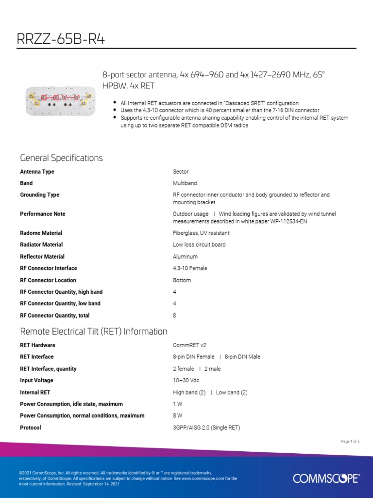 RRZZ-65B-R4: General Specifications | PDF | Antenna (Radio) | Electrical Engineering
