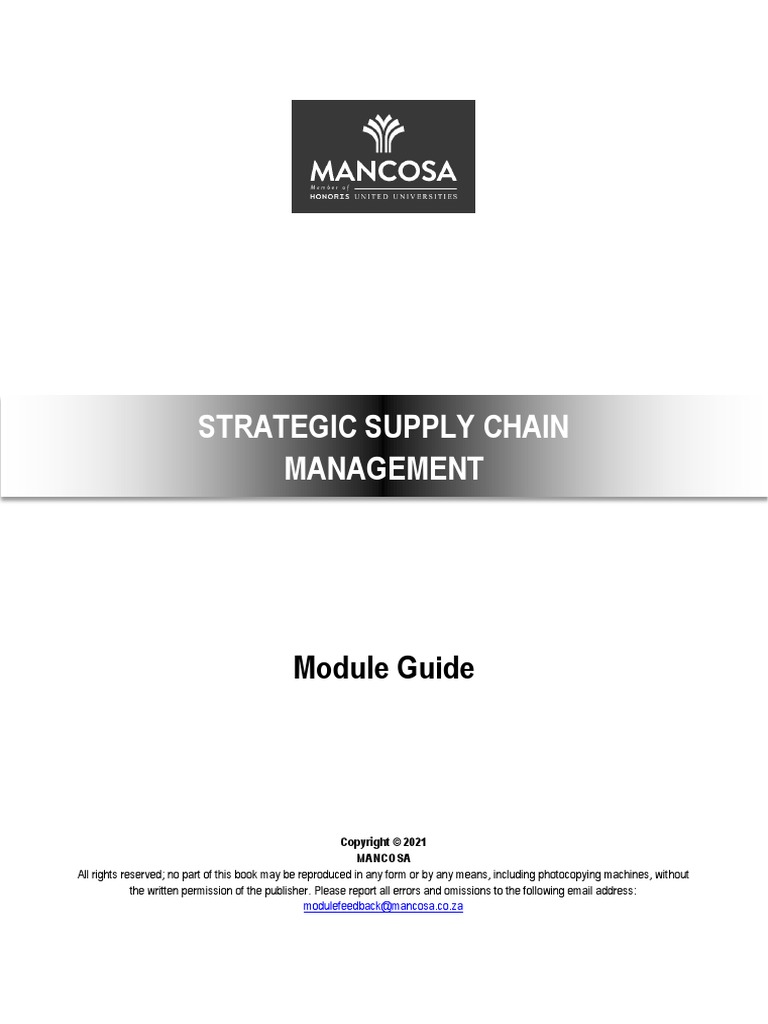 BCom Honours SCM Strategic Supply Chain Management Semester 1 January ... BCom Honours SCM Strategic Supply Chain Management Semester 1 January ...
