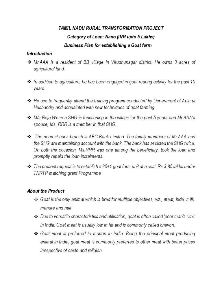 Goat Farming Business Plan | PDF | Waste Management | Goat