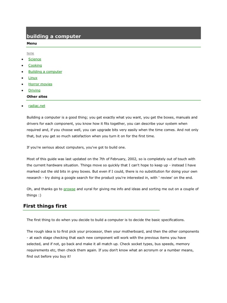 Building A Computer | PDF | Electronic Engineering | Computer Hardware