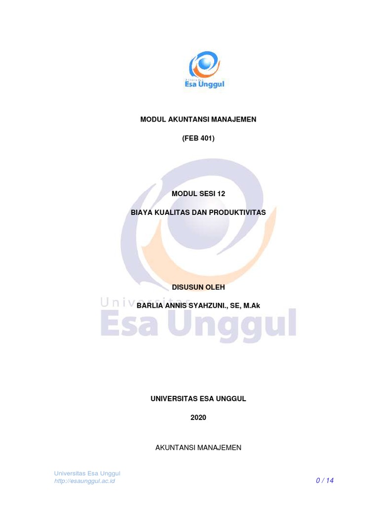 Akmen - 12 - Modulesgul - Biaya Kualitas Dan Produktivitas | PDF