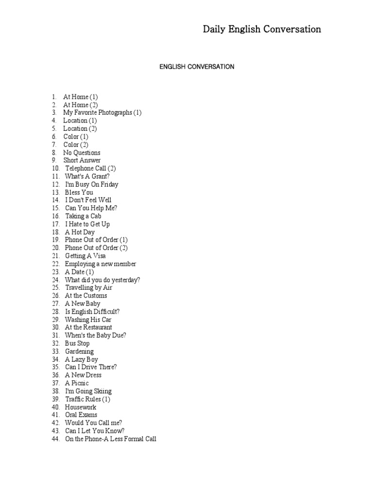Daily English Conversation Practice | PDF