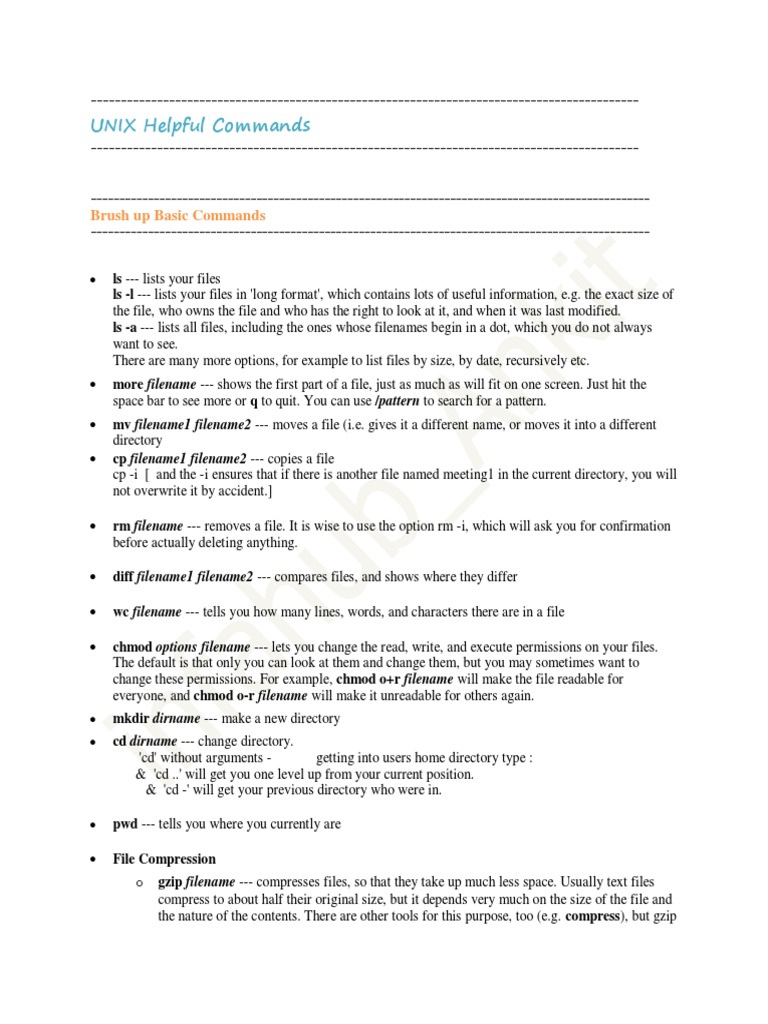 UNIX Helpful Commands: Brush Up Basic Commands | Download Free PDF | Filename | File System