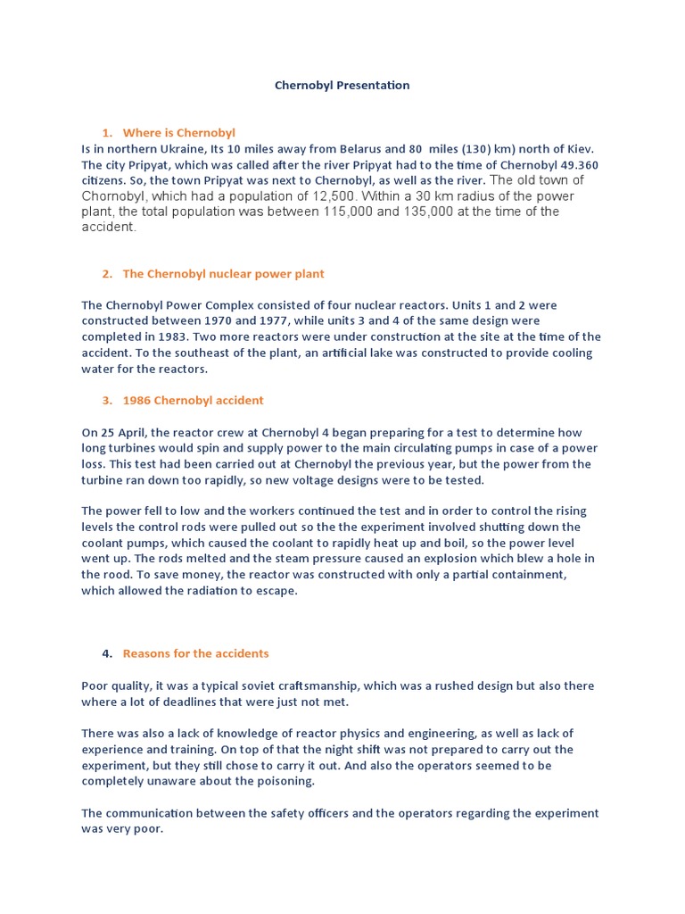 Chernobyl Presentation Pdf Chernobyl Disaster Nuclear Technology