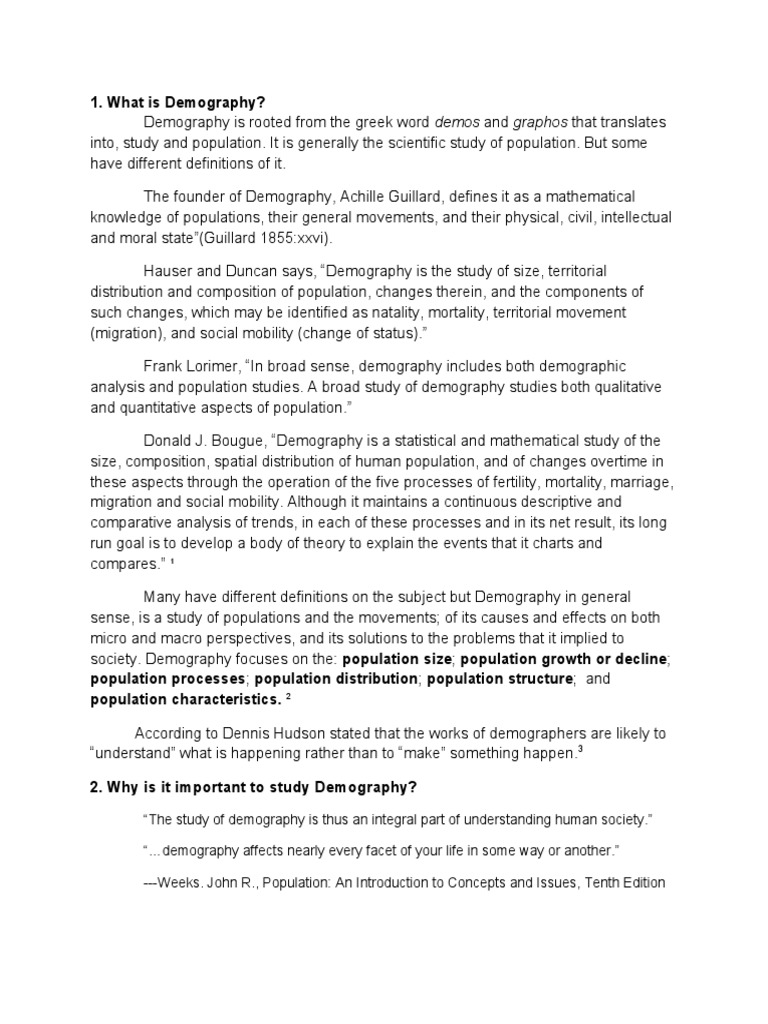 Introduction To Demography - 1st Output in Demography | PDF ...