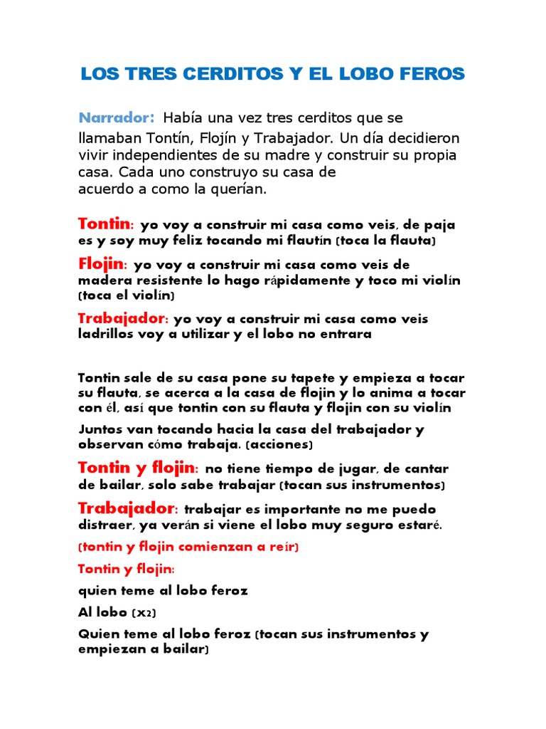 Tres Cerditos y el Lobo Feroz | PDF