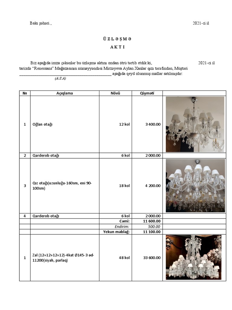 Təhvil Təslim Akt | PDF