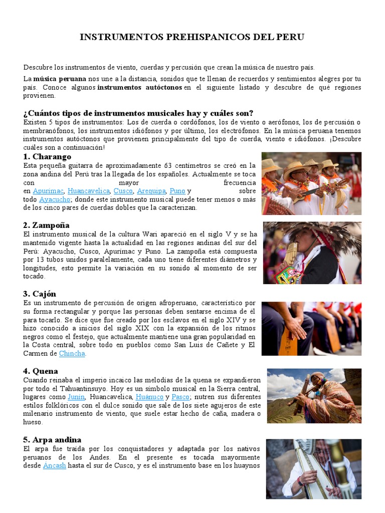 Instrumentos Prehispanicos Del Peru - Segundo Bimestre | PDF | Imperio ...