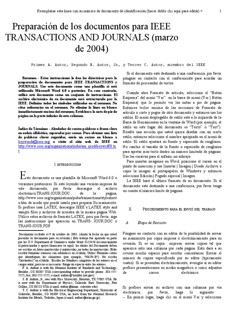 Guia - para Articulo Formato IEEE - EjemploWord | PDF | Microsoft Word ...