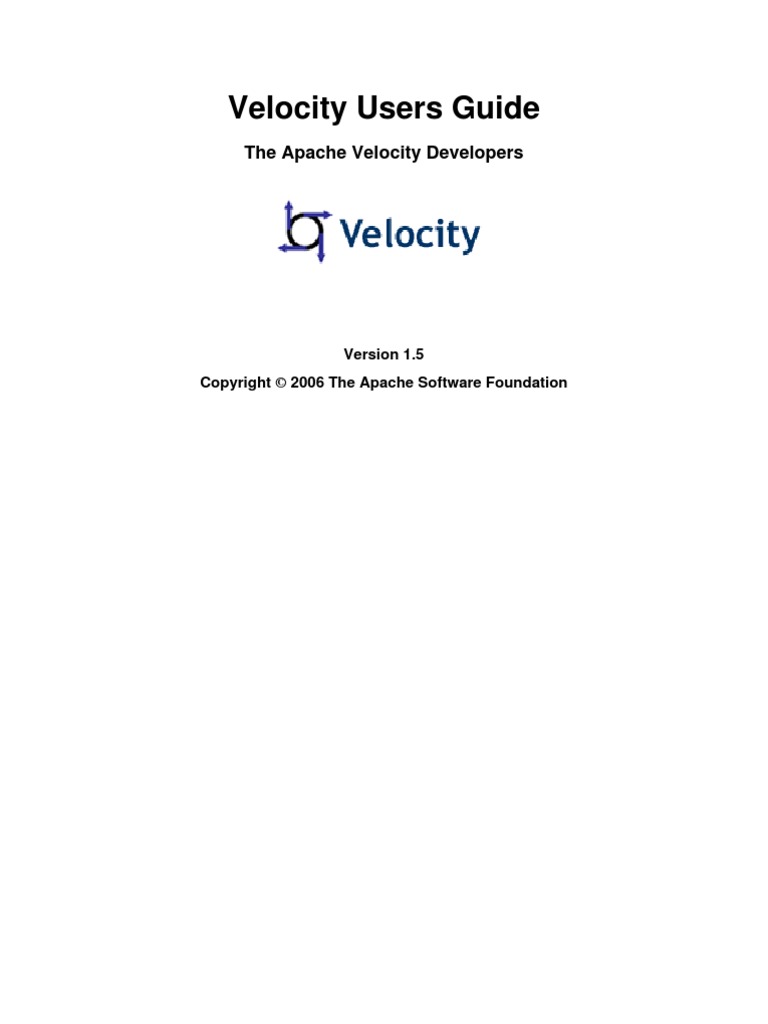 Velocity Users Guide | PDF