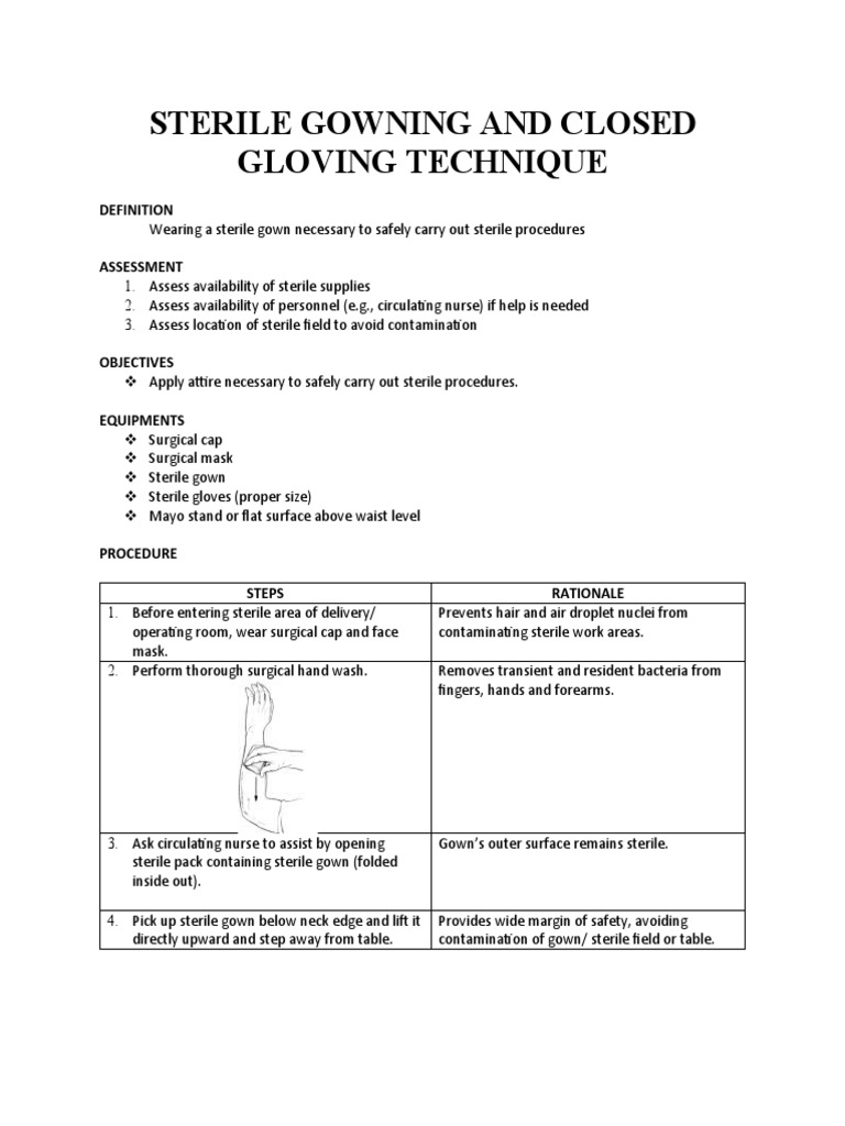 Sterile Gowning and Closed Gloving Technique | PDF | Hand Washing | Hand