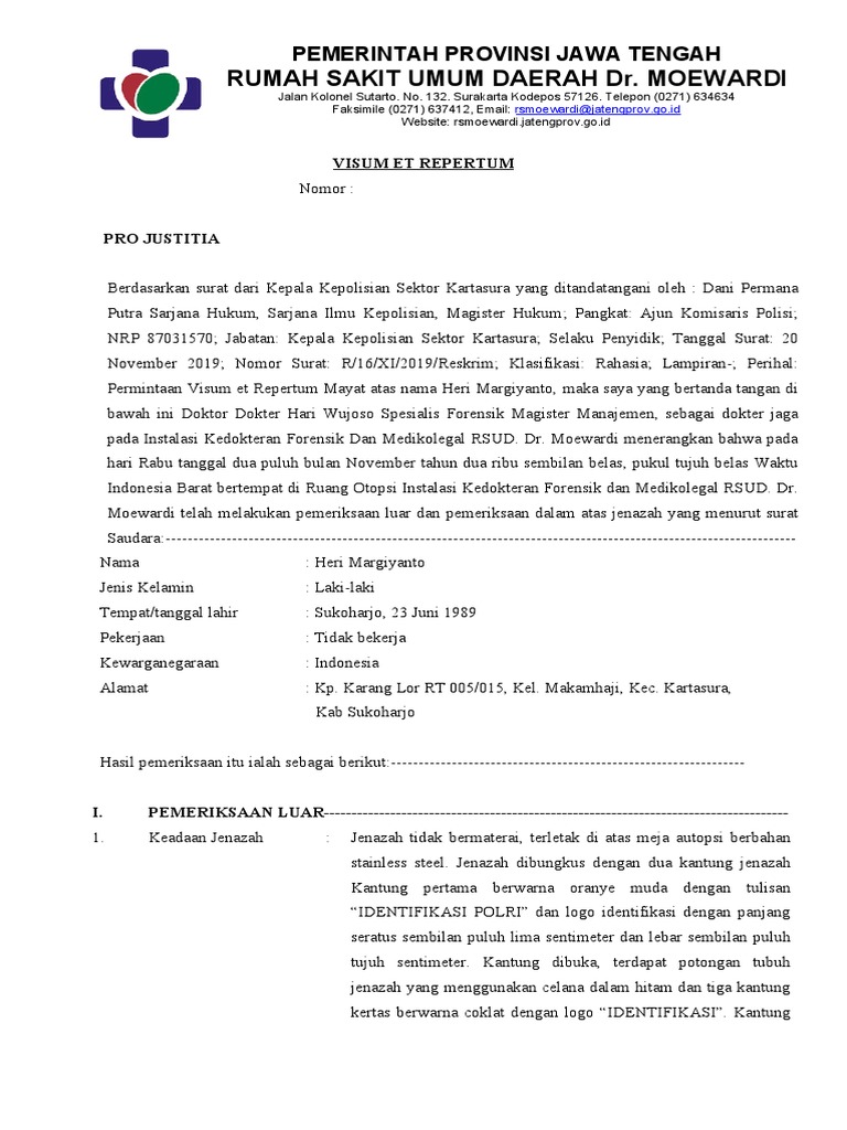 Laporan Visum Et Repertum | PDF