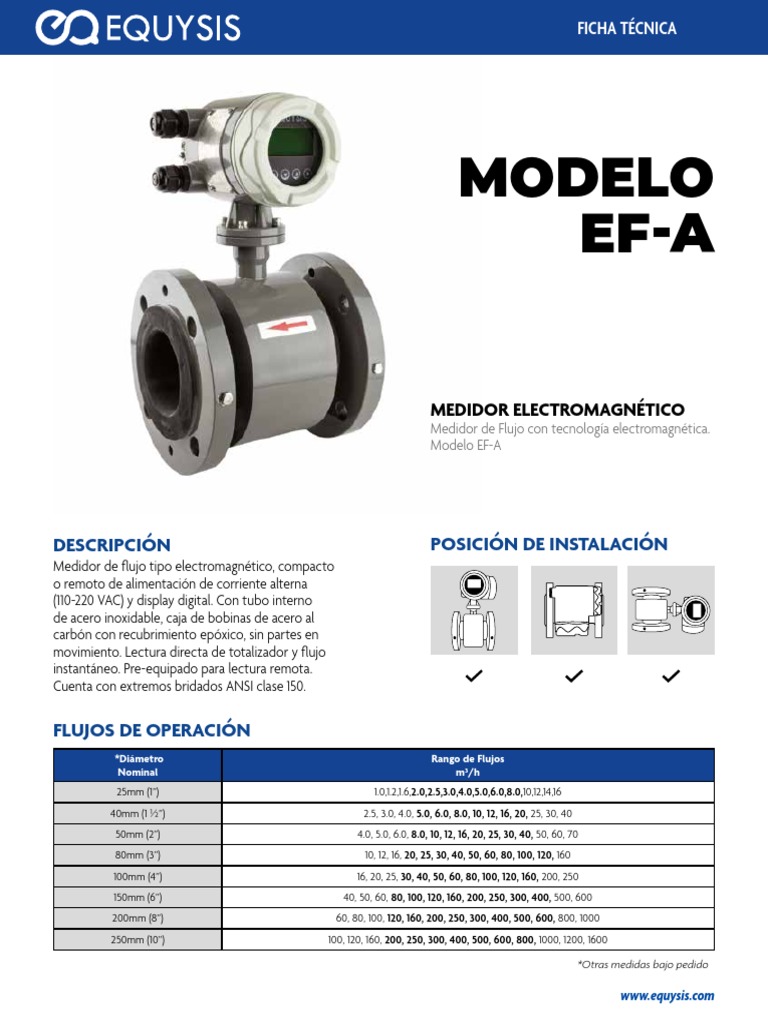 Ficha técnica de un medidor electromagnético de flujo | PDF | Electromagnetismo | Metrología