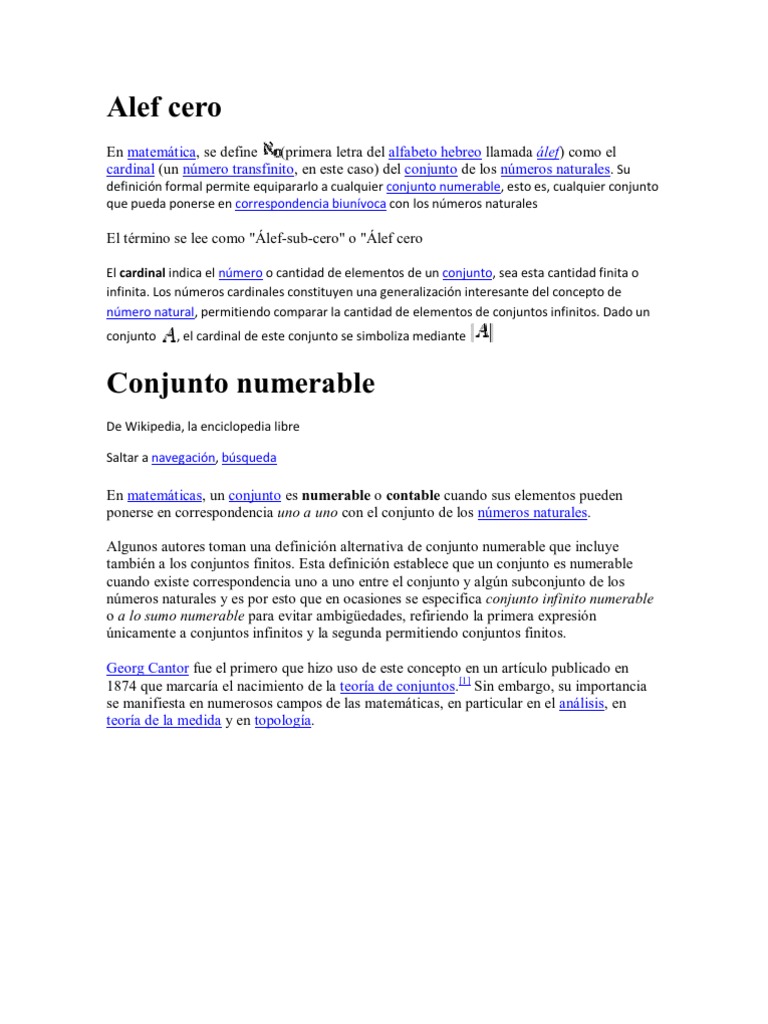 Alef Cero | PDF | infinito | Conjunto (Matemáticas)
