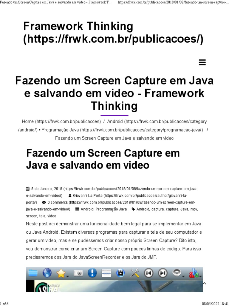 Fazendo Um Screen Capture em Java e Salvando em Video - Framework ...