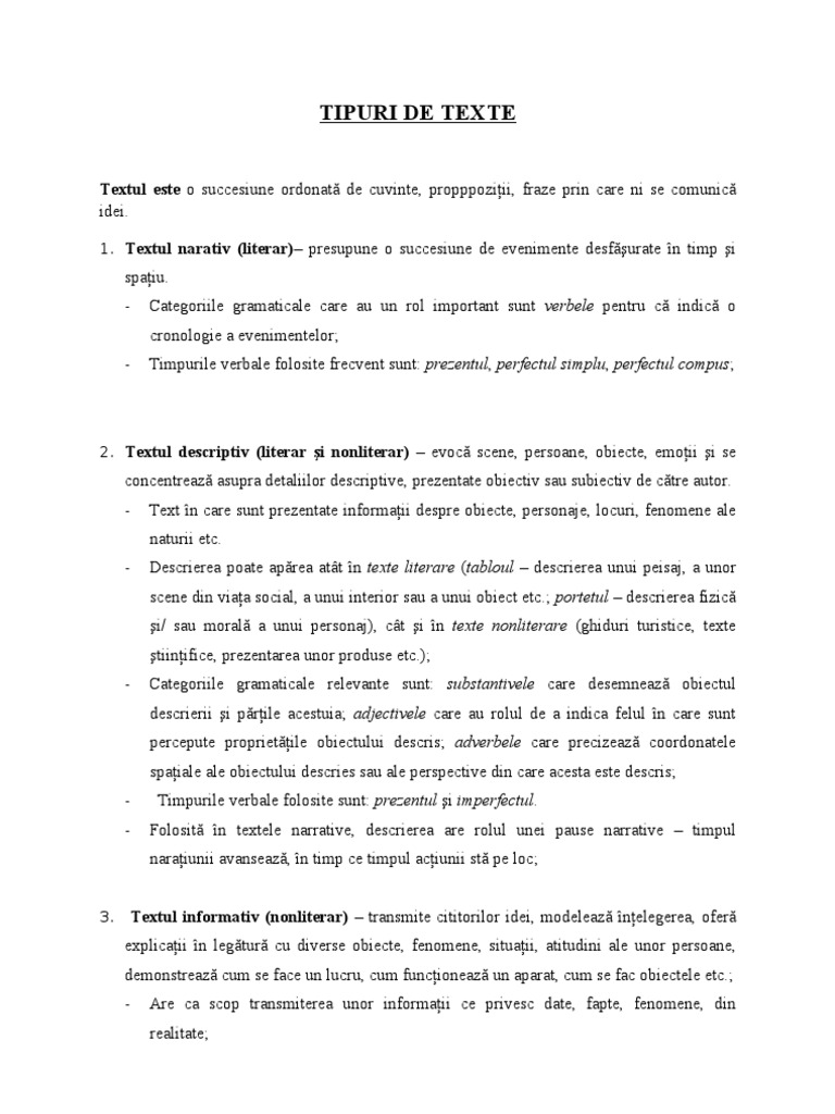 Tipuri de Texte | PDF