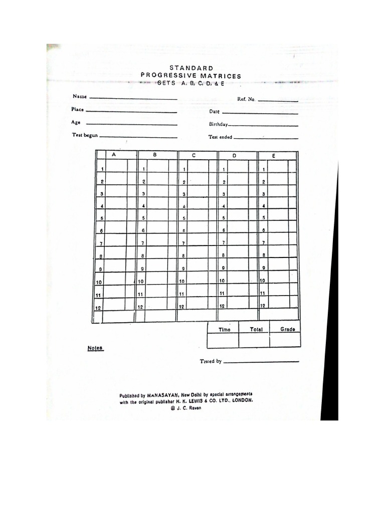RSPM Answer Sheet | PDF