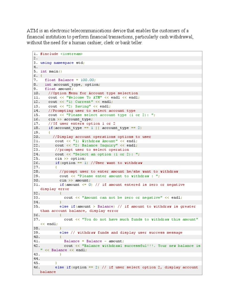 C++ ATM Source Codes | PDF | Personal Identification Number | Automated ...