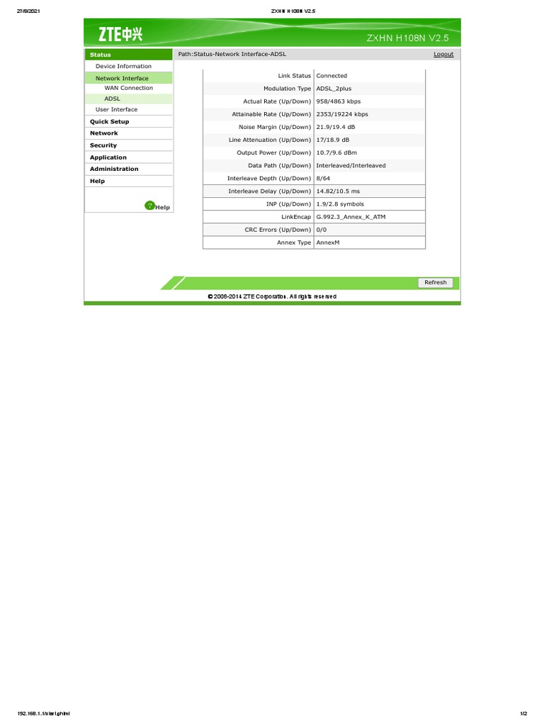 ZXHN H108N V2.5 3 | PDF | Electrical Engineering | Computer Data