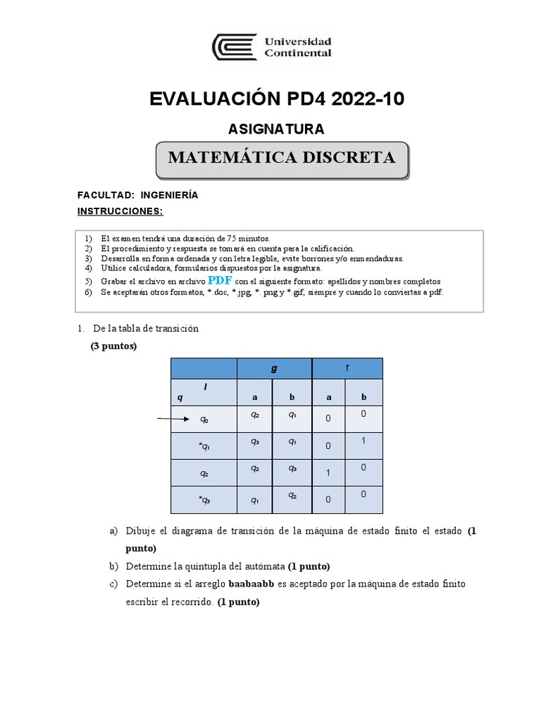 Examen Pd4 - 2 Matemática Discreta 2022 - 10 | PDF | Lógica | Matemáticas