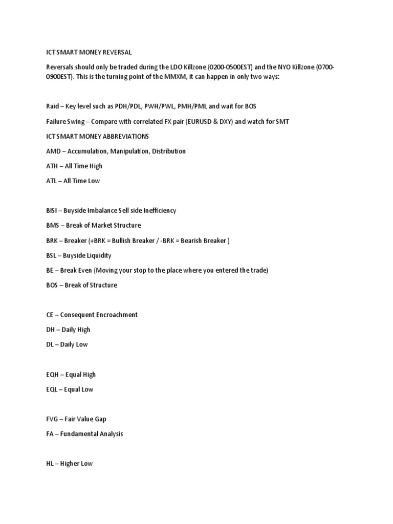 Ict Smart Money Reversal | PDF | Trade | Market Trend