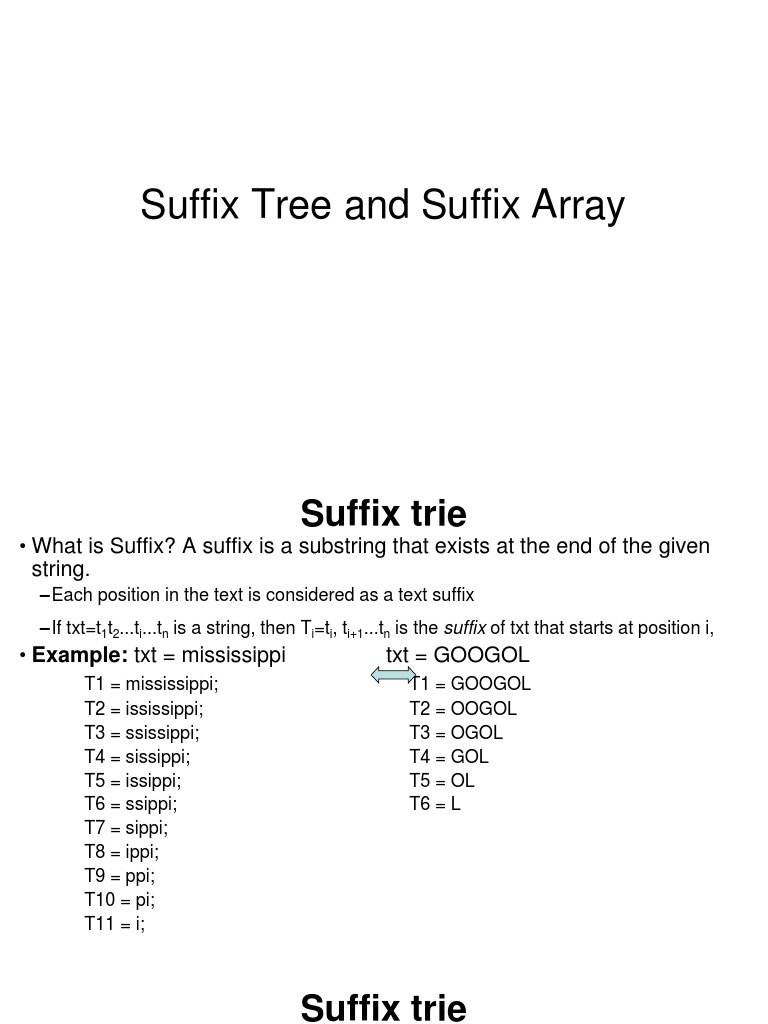 An In Depth Exploration Of Suffix Trees Suffix Arrays And Their Applications In String