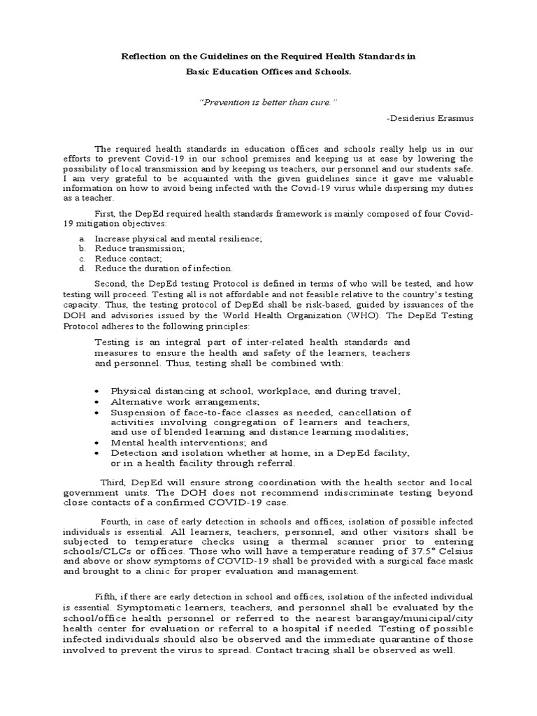 Guidelines On The Required Health Standards in Basic Education Offices ...