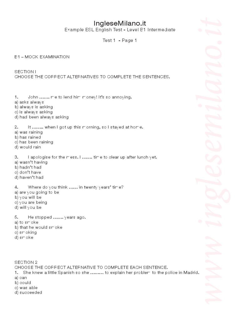 Exam b1 Sample | PDF