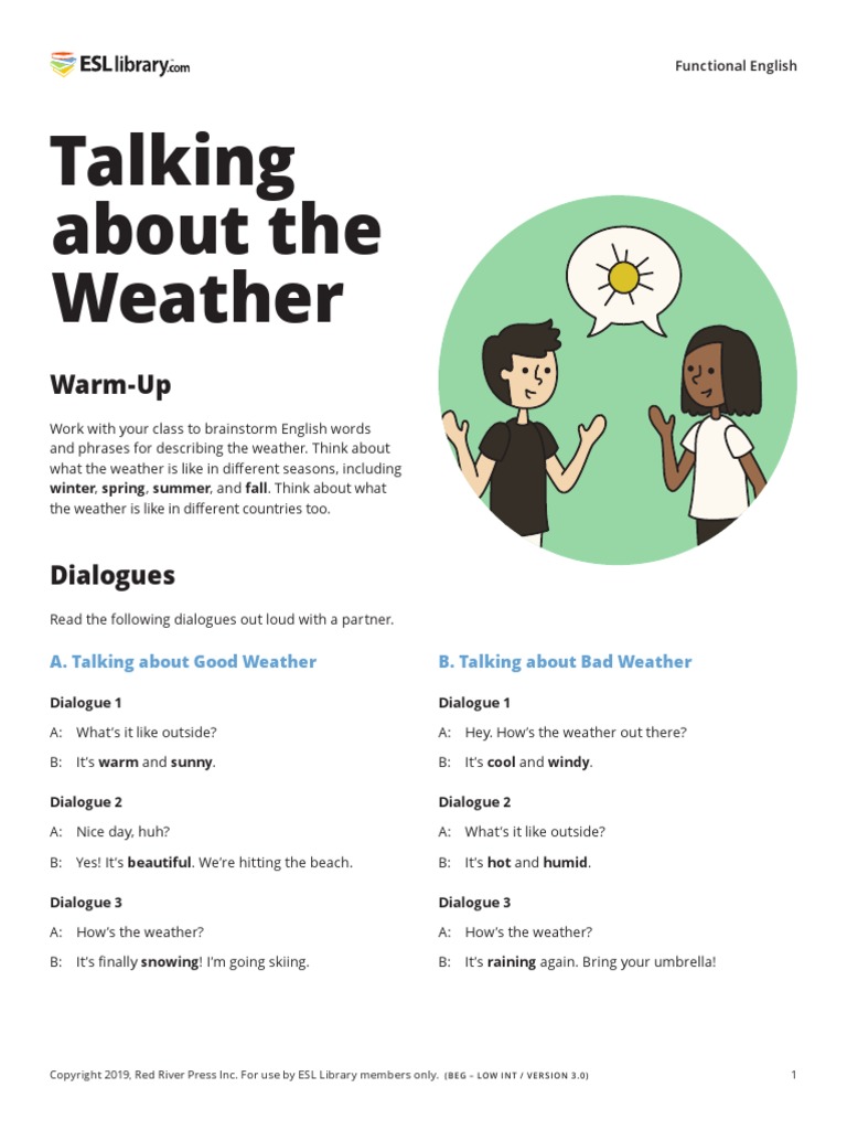 92 Talking-about-the-Weather Can Student1 | PDF | Verb | Adverb