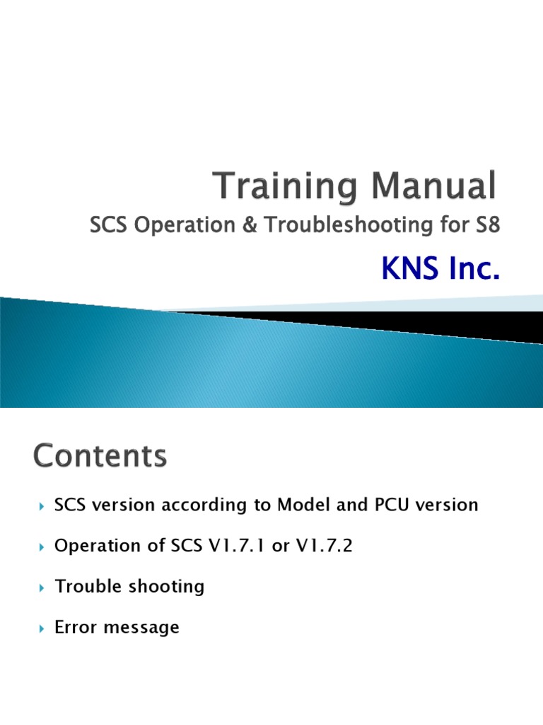 03 - TRAINING PROGRAM - SCS Operation & Troubleshooting For S8 | PDF | Electric Motor | Global ...