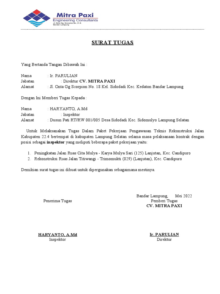 Surat Tugas MP | PDF