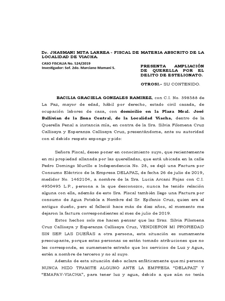 Solicita Ampliacion de Querella | PDF | Queja | Justicia