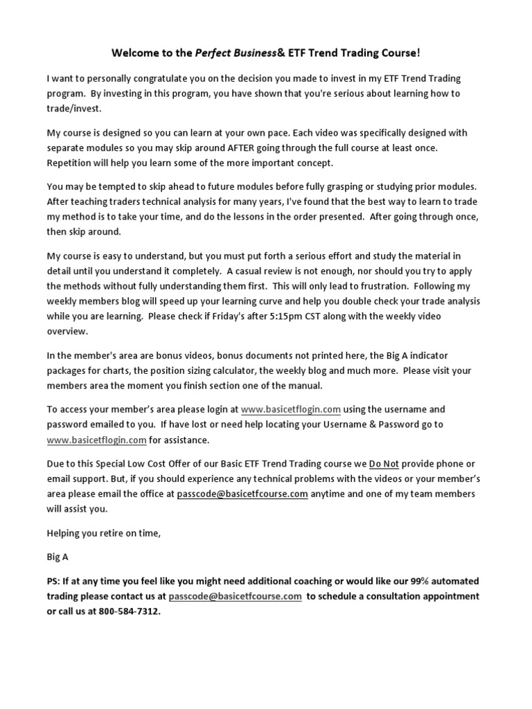 Basic ETF Trading Course Full Manual | PDF | Order (Exchange) | Market ...