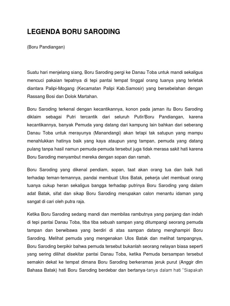 Legenda Boru Saroding | PDF