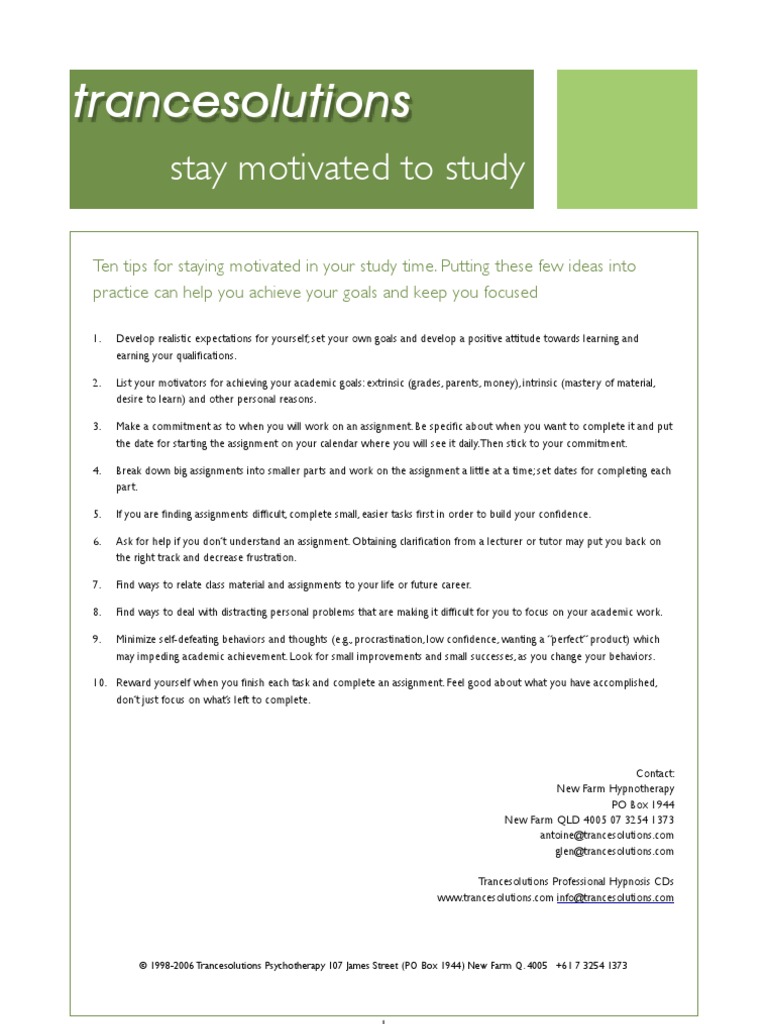 Ts Ten Tips For Study Motivation | PDF